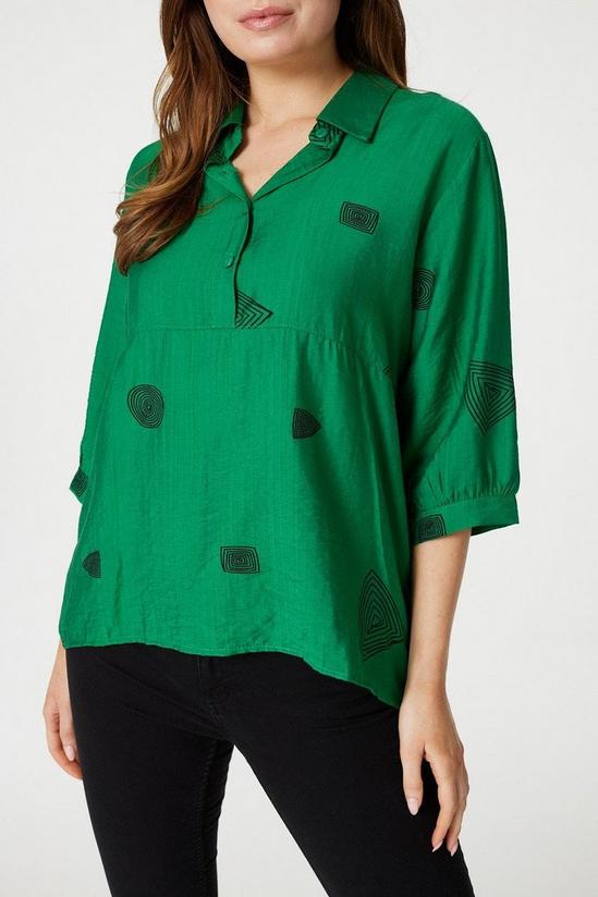 Tops Printed Button Detail Shirt Top Izabel London